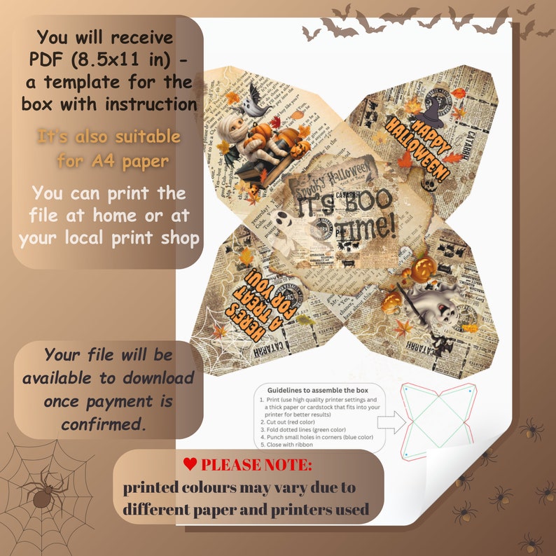 Printable Halloween Mini Treat Box Halloween Party Favor Box DIY ...