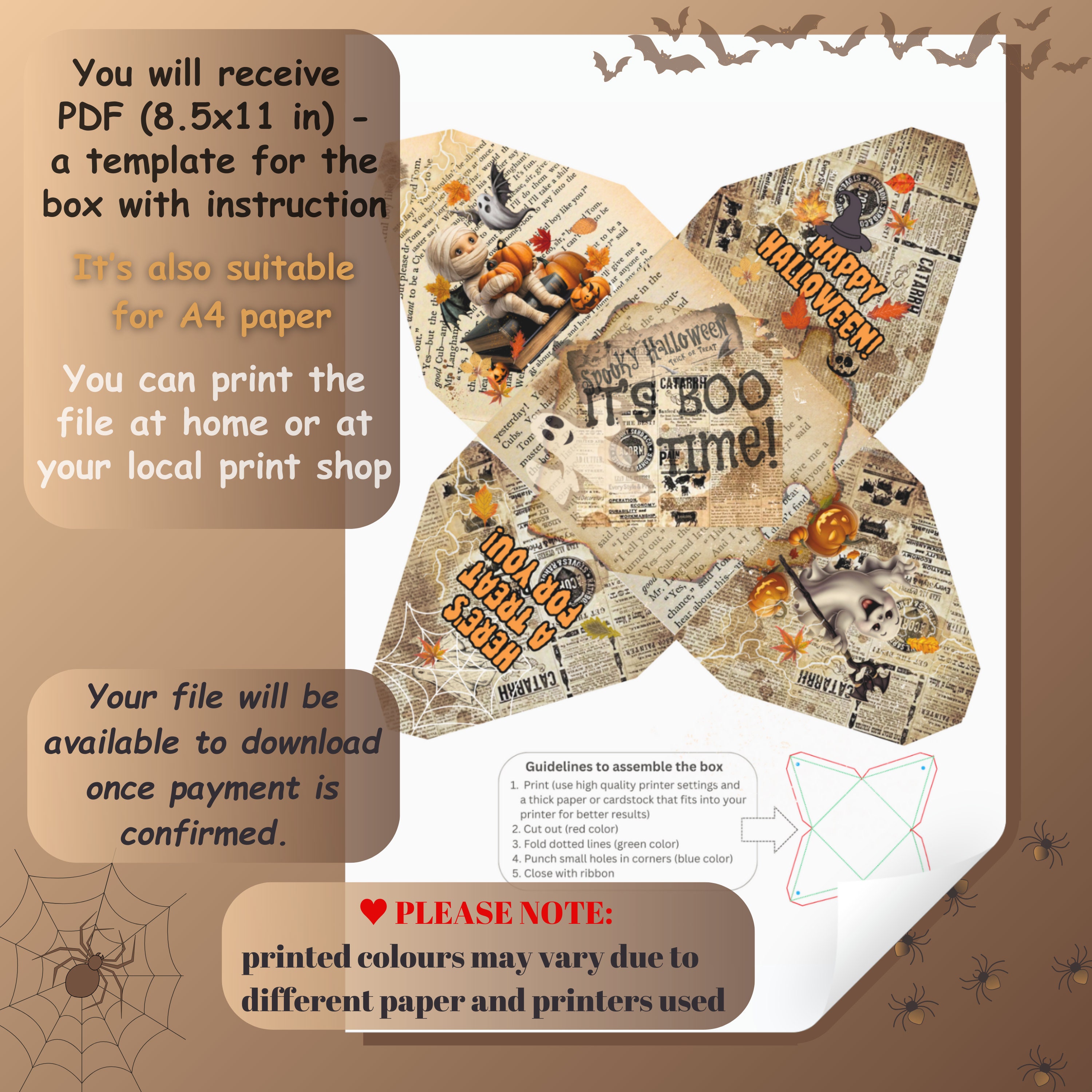 Printable Halloween Mini Pyramid Treat Box: DIY Party Favor (PDF) - Etsy