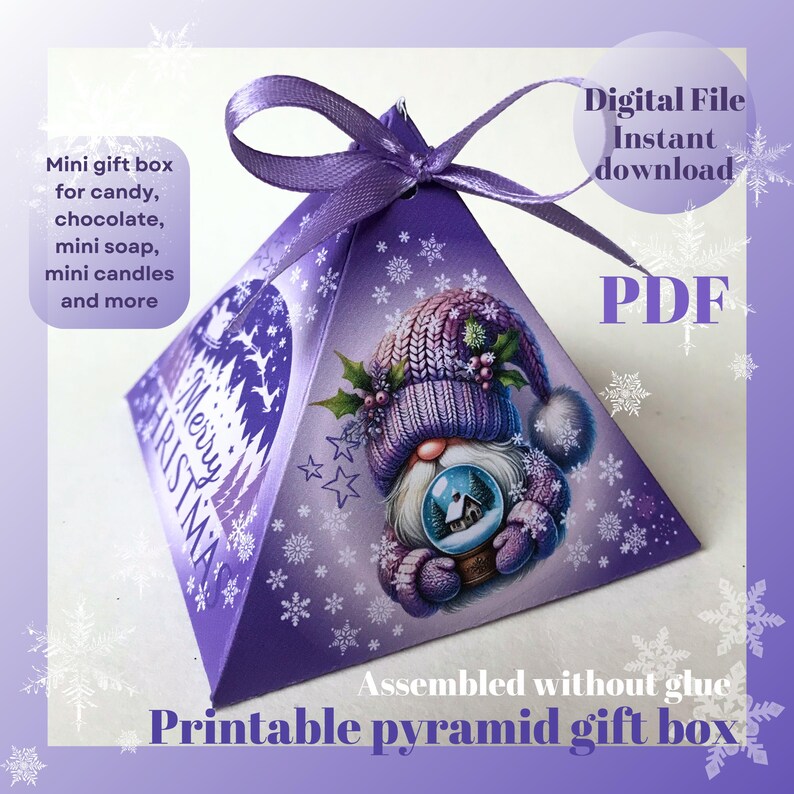 Printable Marry Christmas Mini Gift Box Party Favor Box DIY Pyramid ...