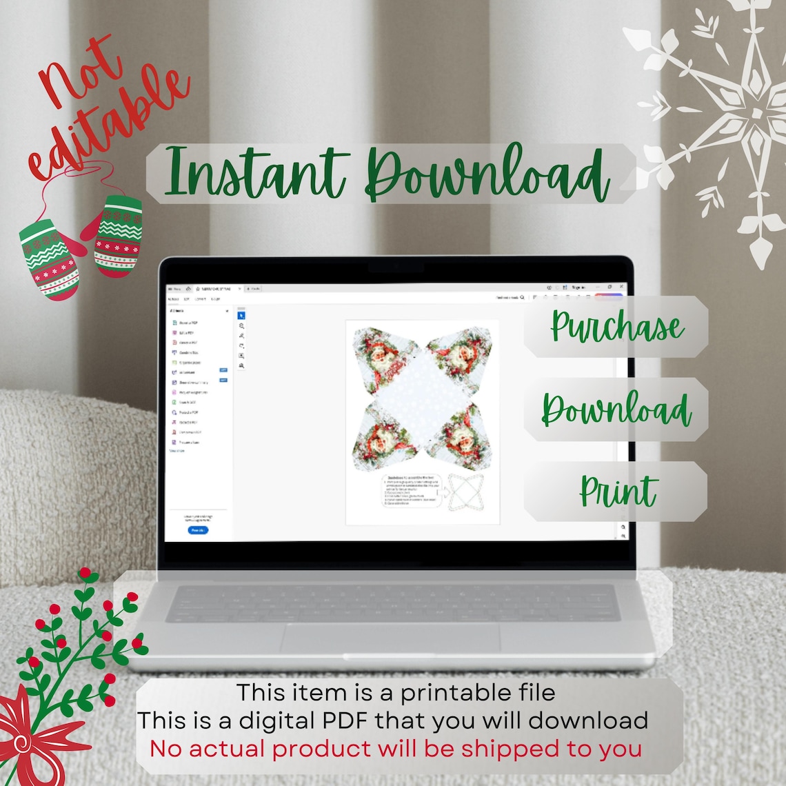 Printable Christmas Mini Gift Box New Year Party Favor Box DIY Pyramid ...