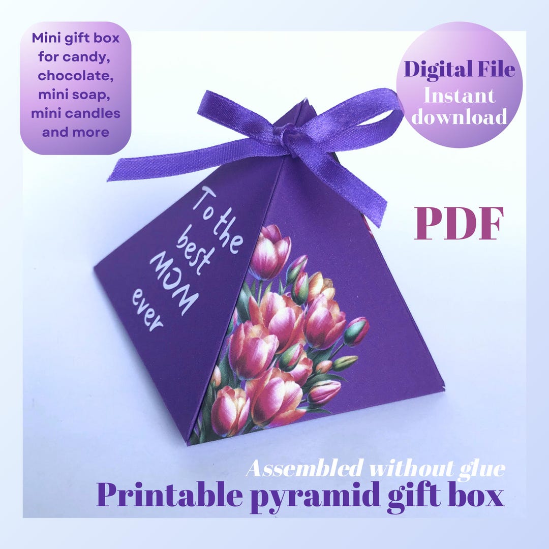 Mini Mother’s Day Gift Box PDF Printable Paper Box DIY Pyramid Box ...