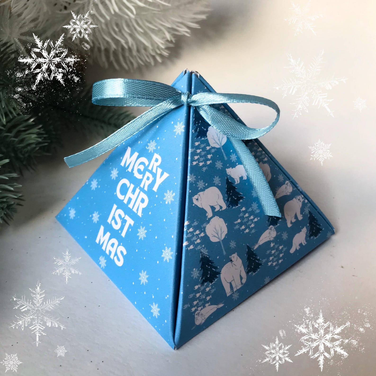 Printable Christmas Mini Gift Box Happy Holidays Party Favor Box DIY ...