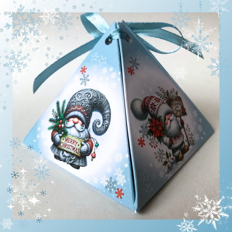 Printable Christmas Mini Gift Box Party Favor Box DIY Pyramid Christmas ...