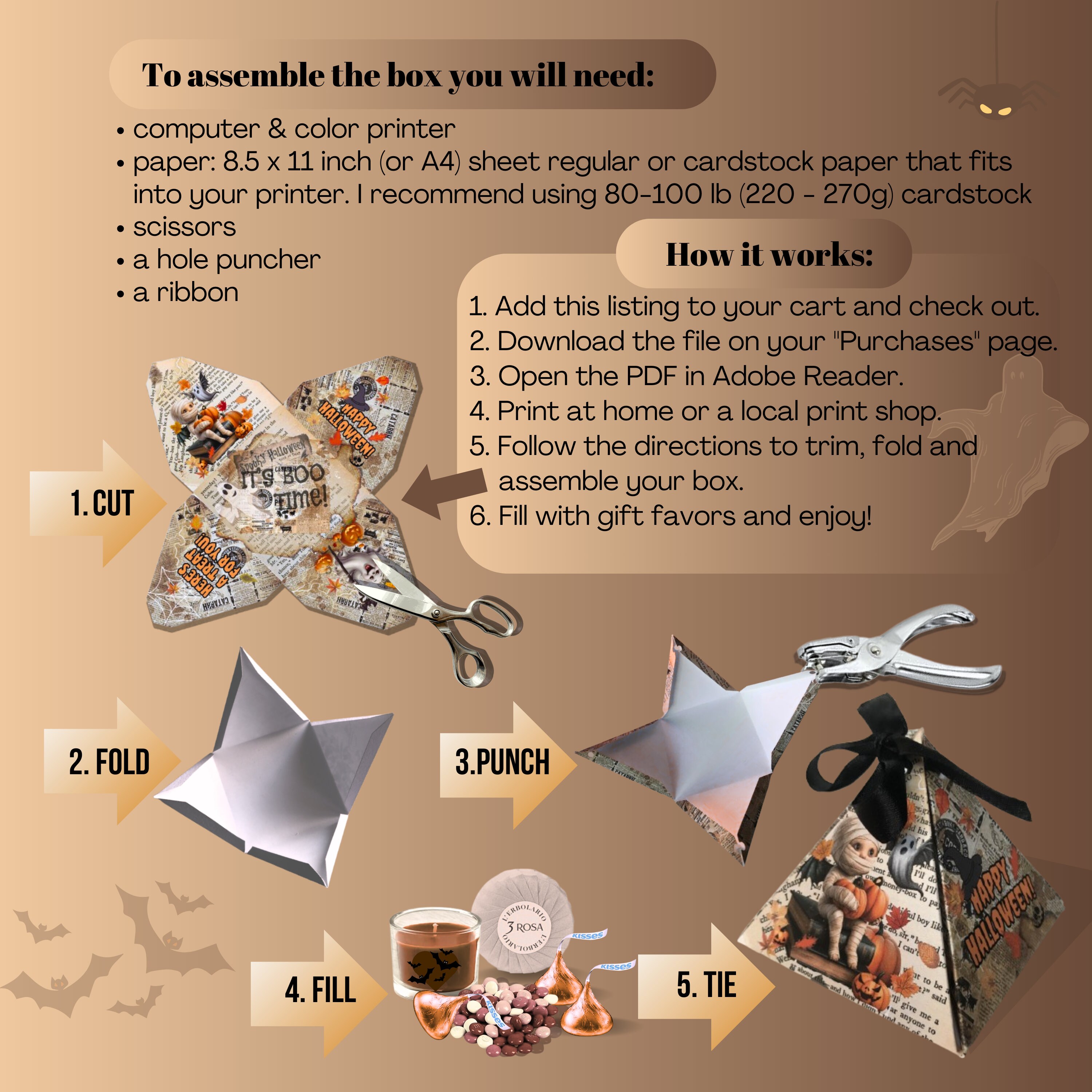 Printable Halloween Mini Pyramid Treat Box: DIY Party Favor (PDF) - Etsy