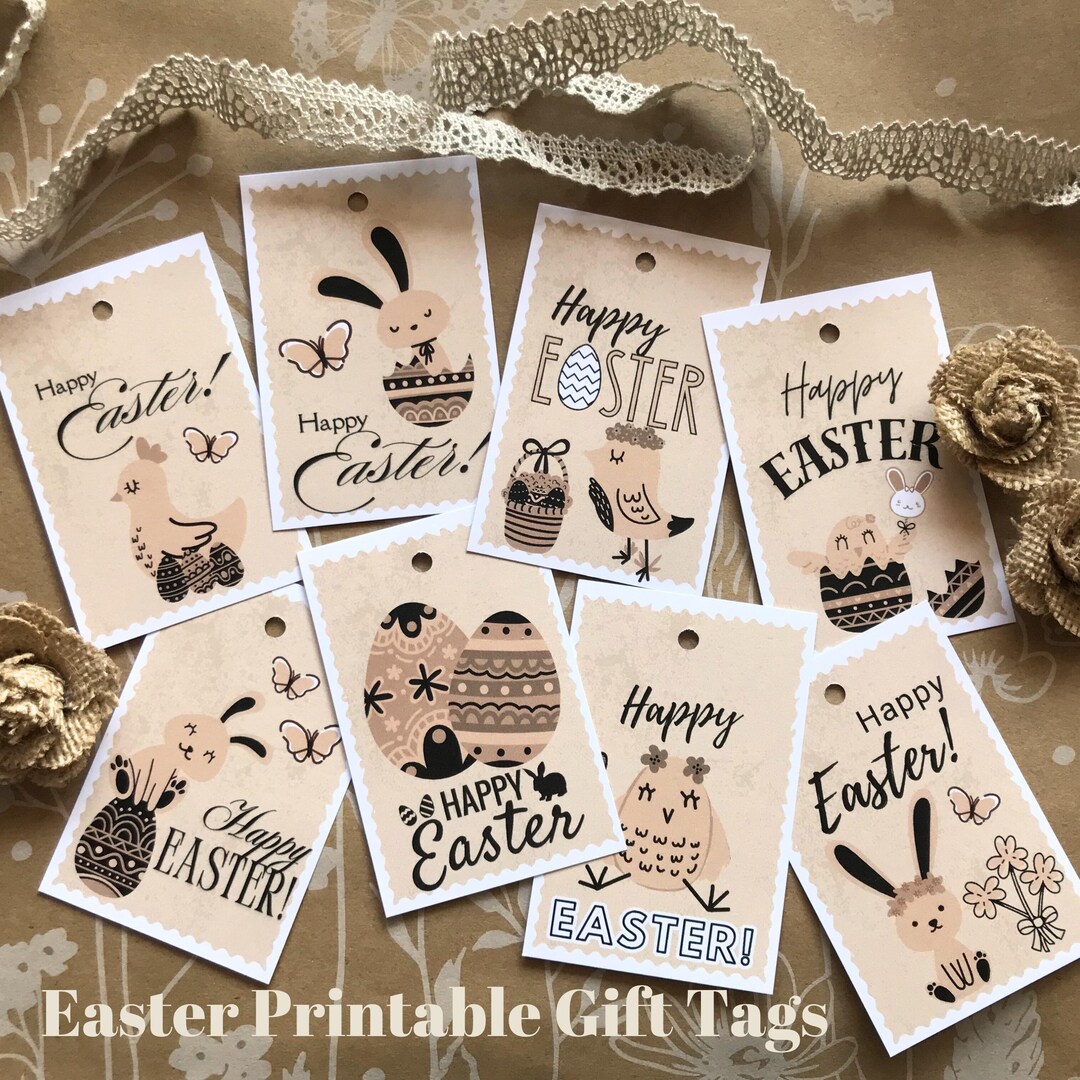 Easter Printable Tags, Easter Favor Tags, Happy Easter Gift Tags ...