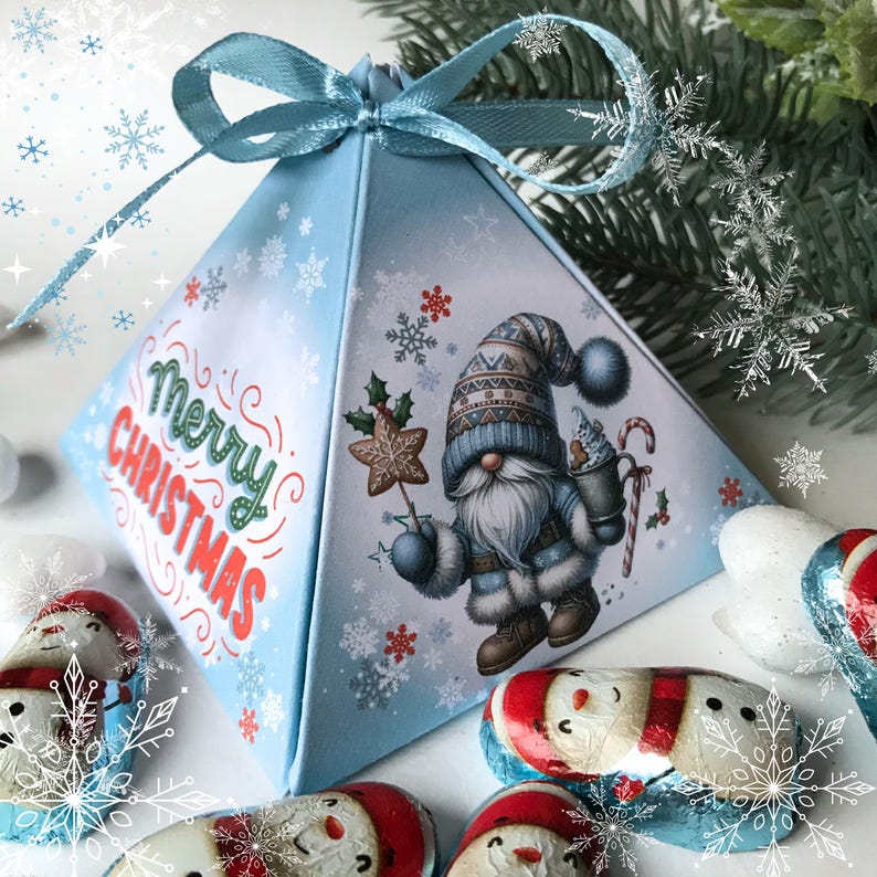 Printable Christmas Mini Gift Box Party Favor Box DIY Pyramid Christmas ...