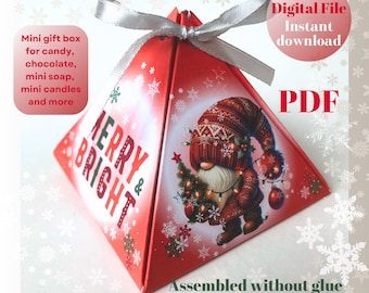 Printable Christmas Gnome Pyramid Gift Box: DIY Party Favor (PDF) - Etsy