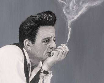 Johnny Cash Smoking Print - Etsy