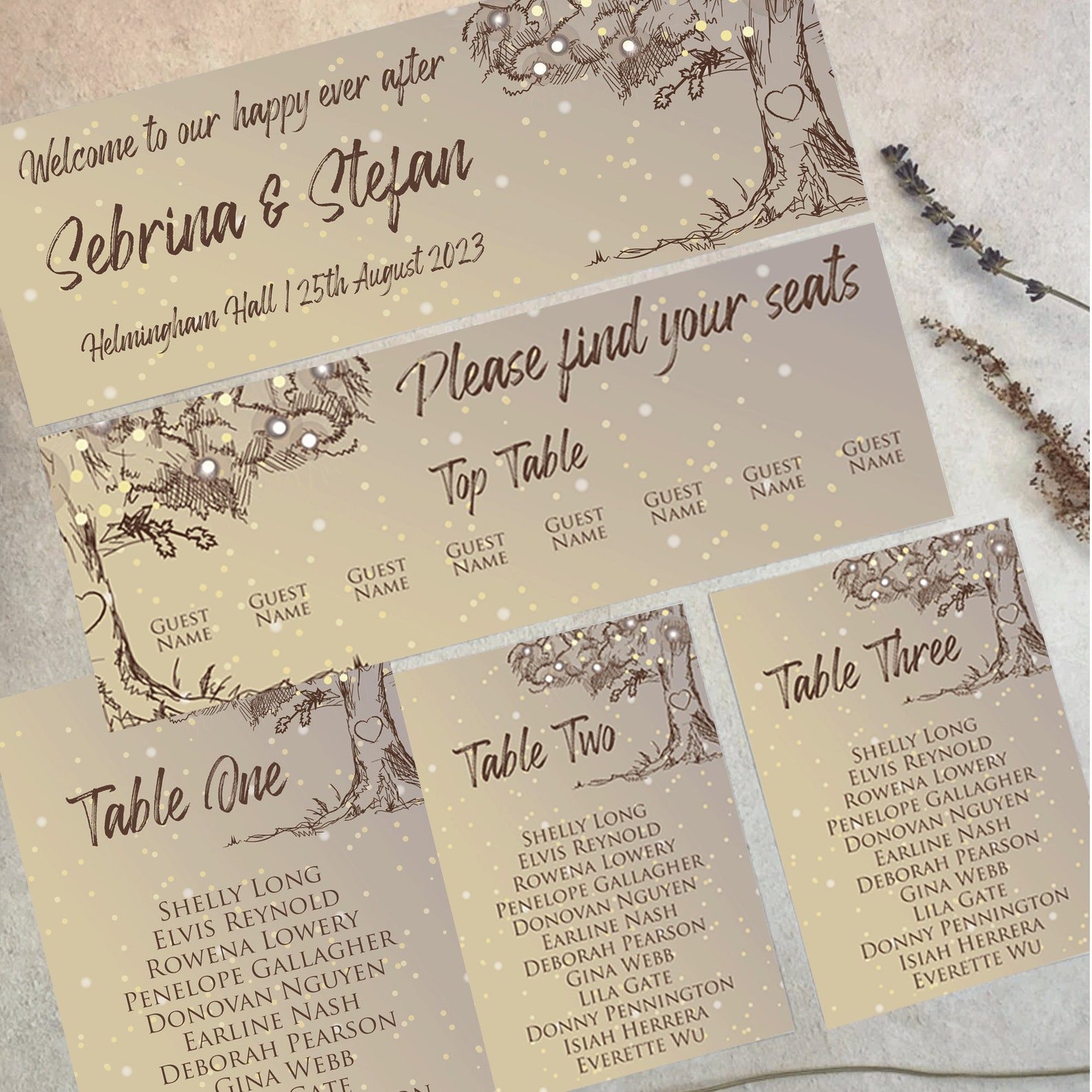 Printable Rustic Wedding Seating Chart Cards Editable - Etsy