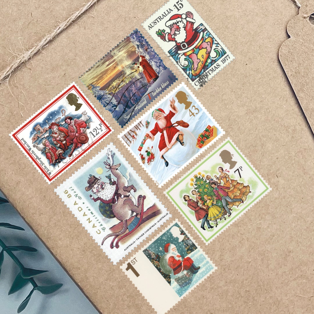 Vintage Christmas Postage Stamps, Christmas SVG, Santa to Letter ...