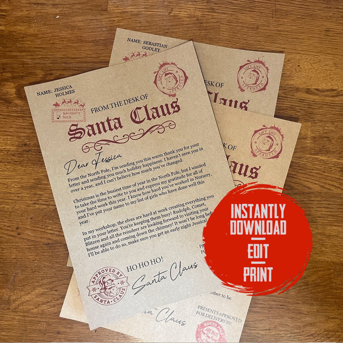 Printable Santa Letter Template Digital Letter From Santa - Etsy