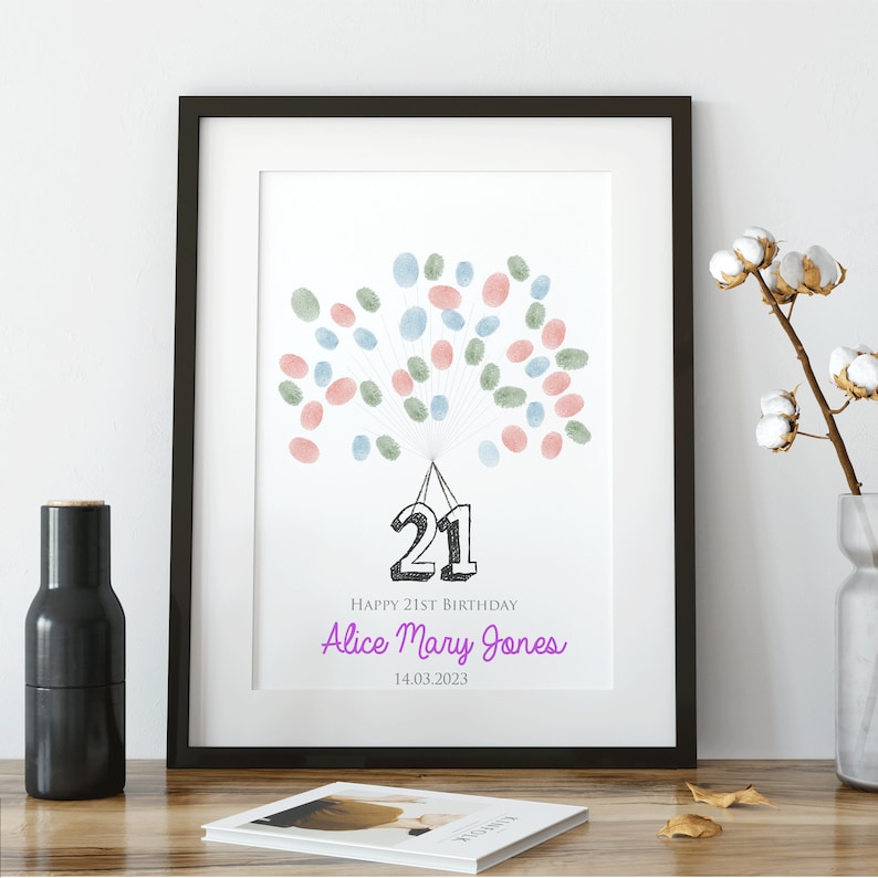 Fingerprint Balloon Tree, Birthday Guest Book, Keepsake (digital ...
