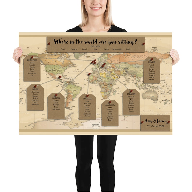 Destination Wedding Seating Chart Travel Theme Wedding Map - Etsy