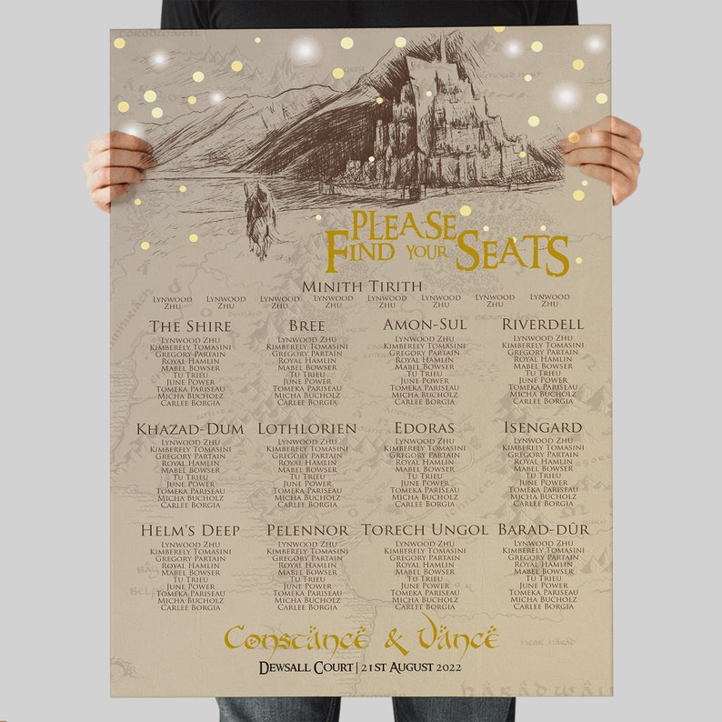 Lord of the Rings Wedding Seating Chart Template (digital Download) - Etsy