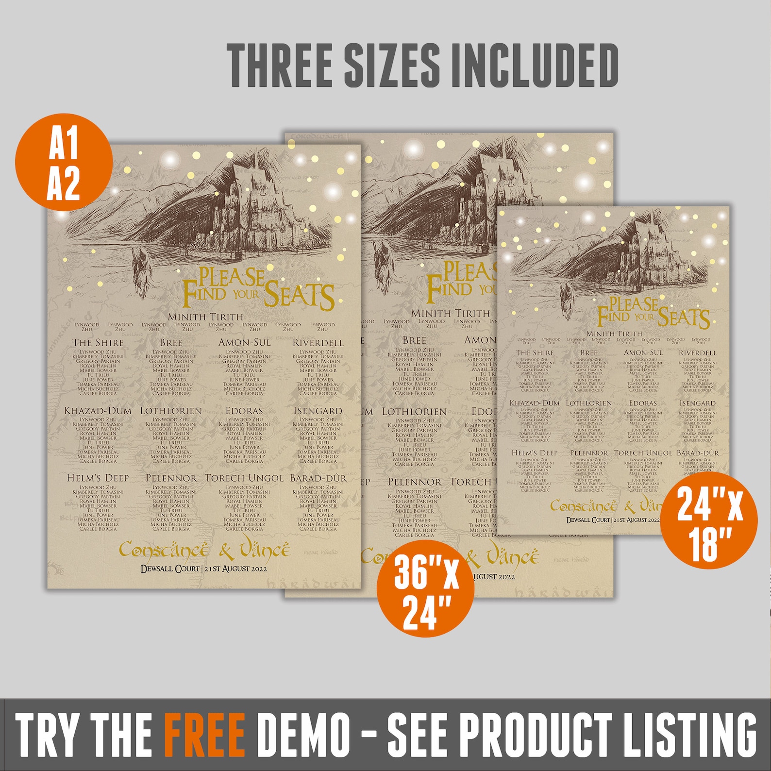 Lord of the Rings Wedding Seating Chart Template (digital Download) - Etsy