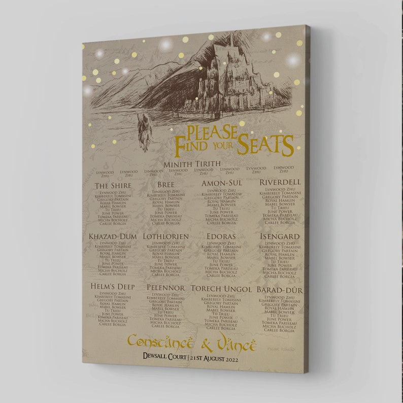 Lord of the Rings Wedding Seating Chart Template (digital Download) - Etsy
