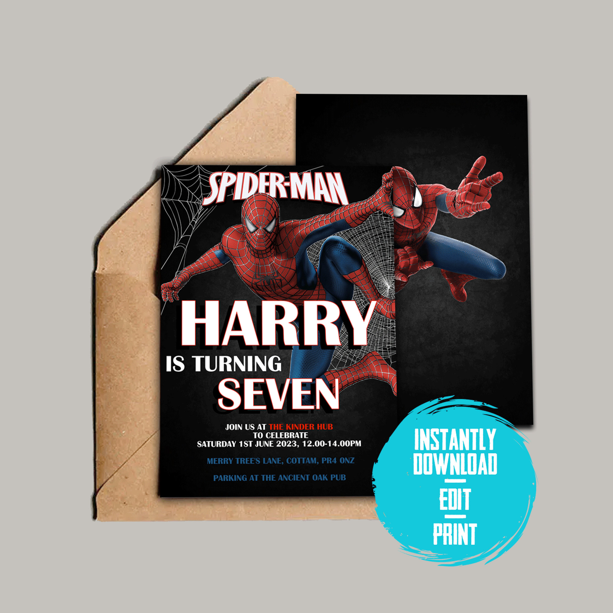 Spider-man Birthday Party Invitation Template Evite Marvel - Etsy