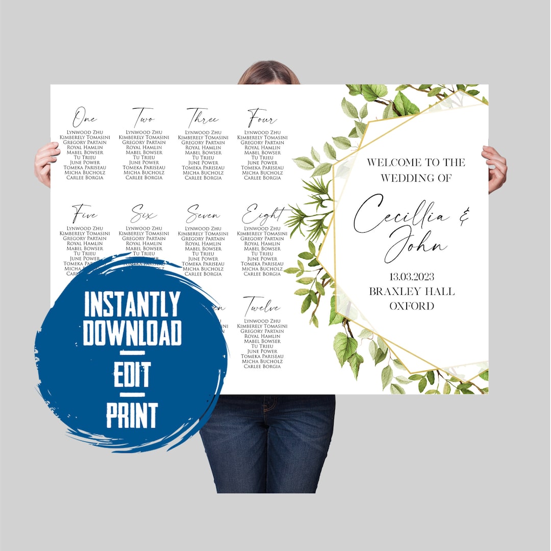Seating Chart Wedding Canva Template | Customizable Sign | Wedding ...