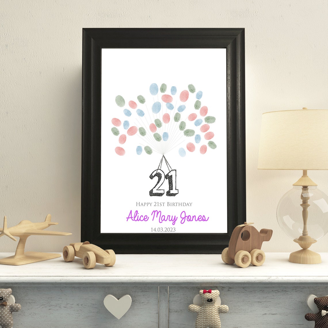 Fingerprint Balloon Tree, Birthday Guest Book, Keepsake (digital ...