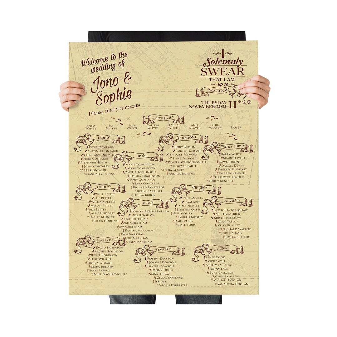 Harry Magical Marauders Wizard Map Wedding Seating Chart, Movie ...