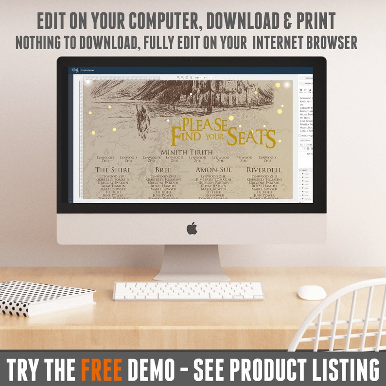 Lord of the Rings Wedding Seating Chart Template (digital Download) - Etsy