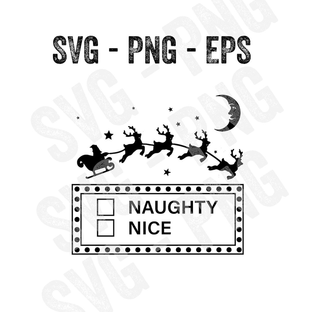 Naughty Nice Christmas SVG, Merry Christmas Vintage Stamp SVG, Santa ...