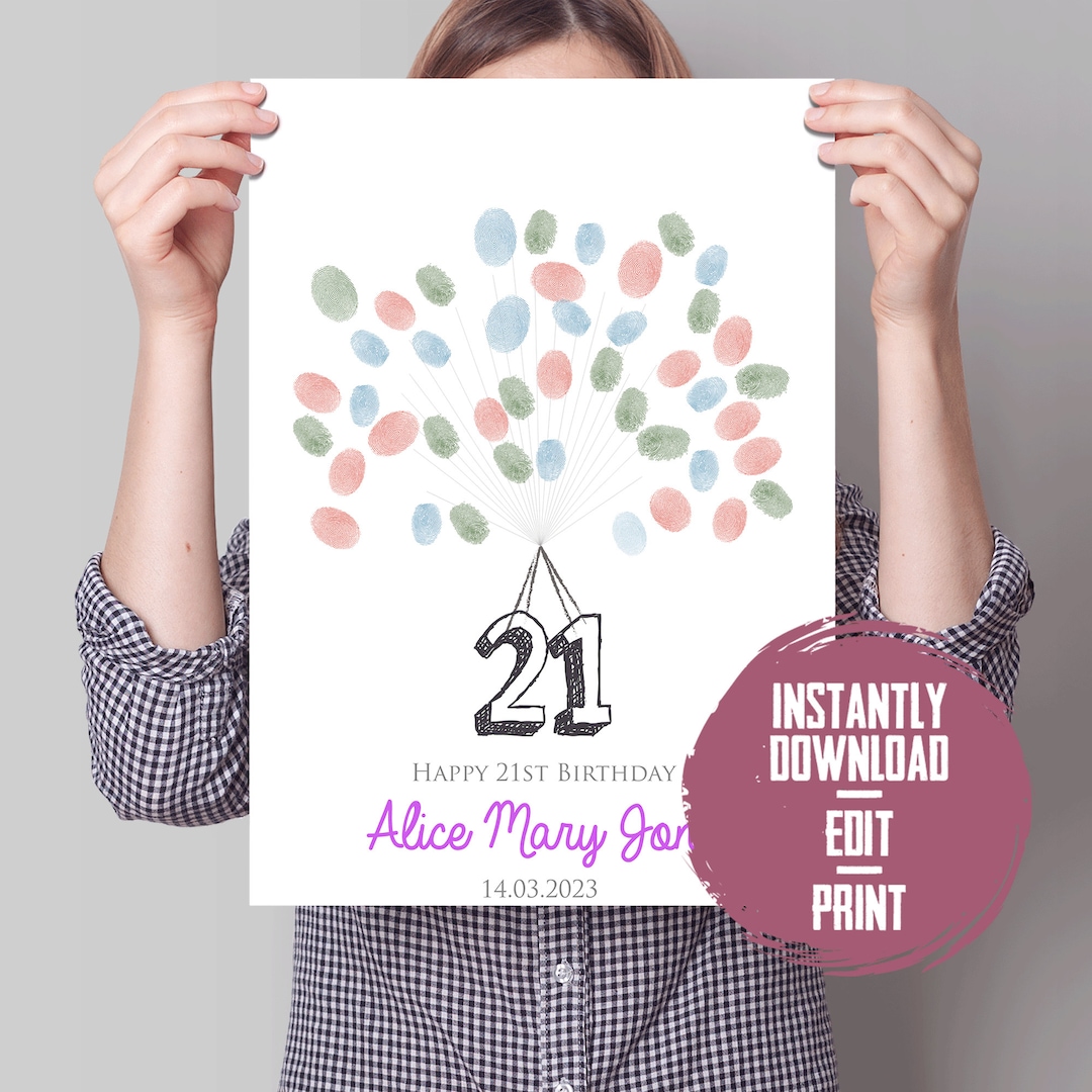 Digital Download Fingerprint Tree, Wedding Finger Print Tree Birthday ...