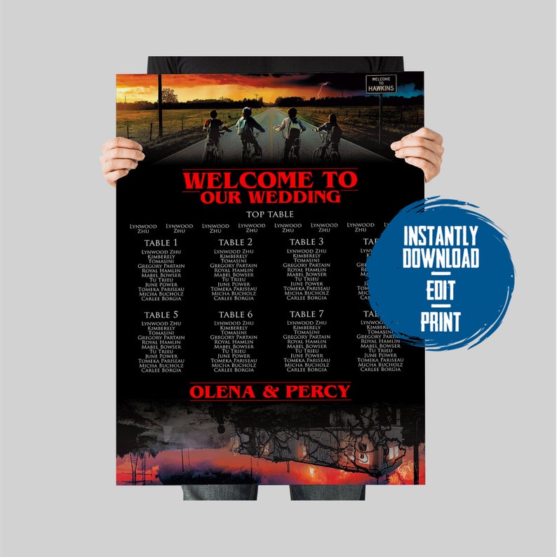 TV Show Stranger Things Wedding Seating Template Download Instant ...