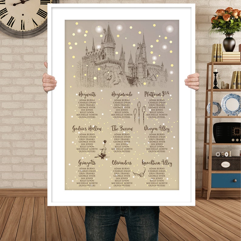 Wizard Castle Harry Magical Potter Seating Chart Table Plan - Etsy
