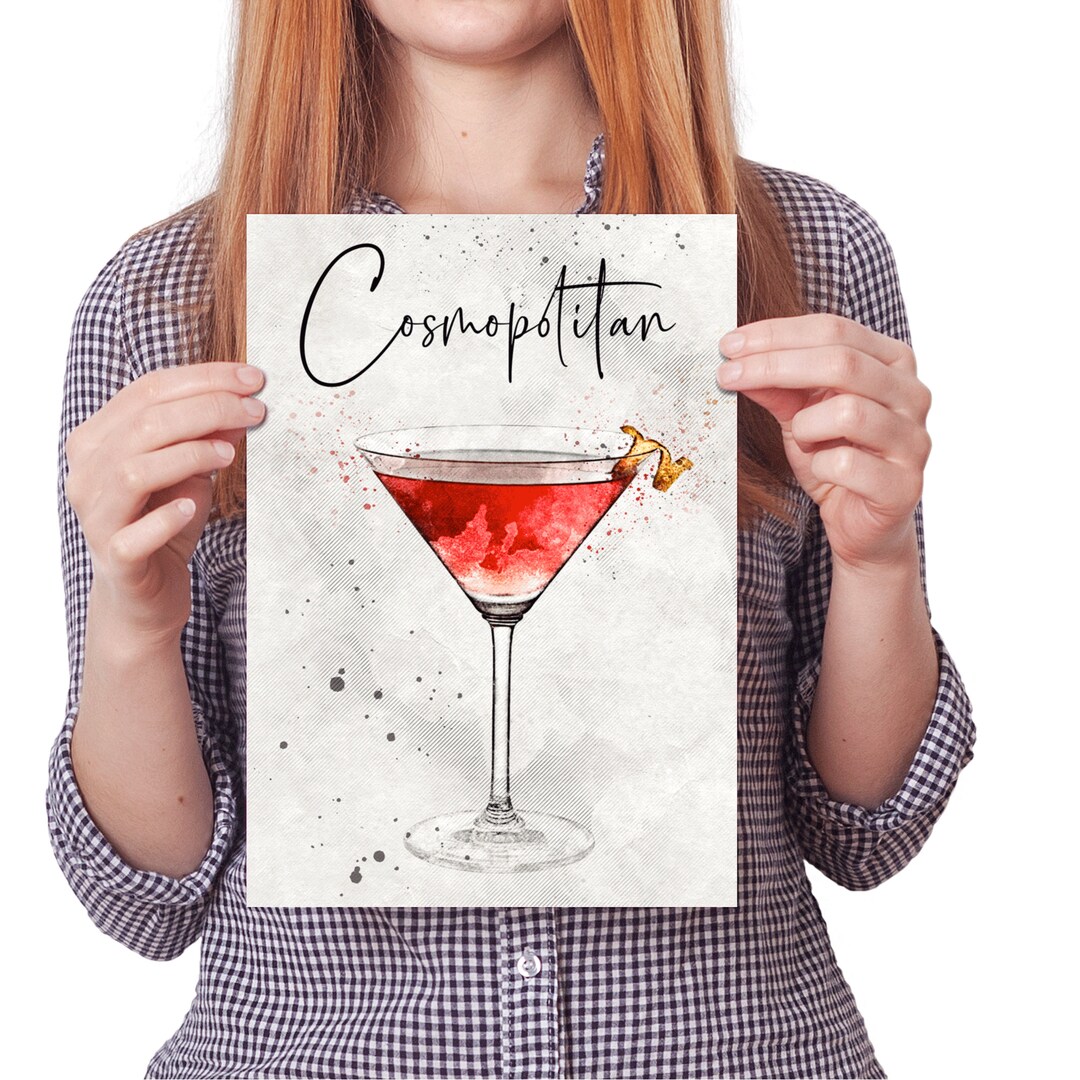 Cosmopolitan Cocktail Table Number Print, Illustrated Wedding Seating ...