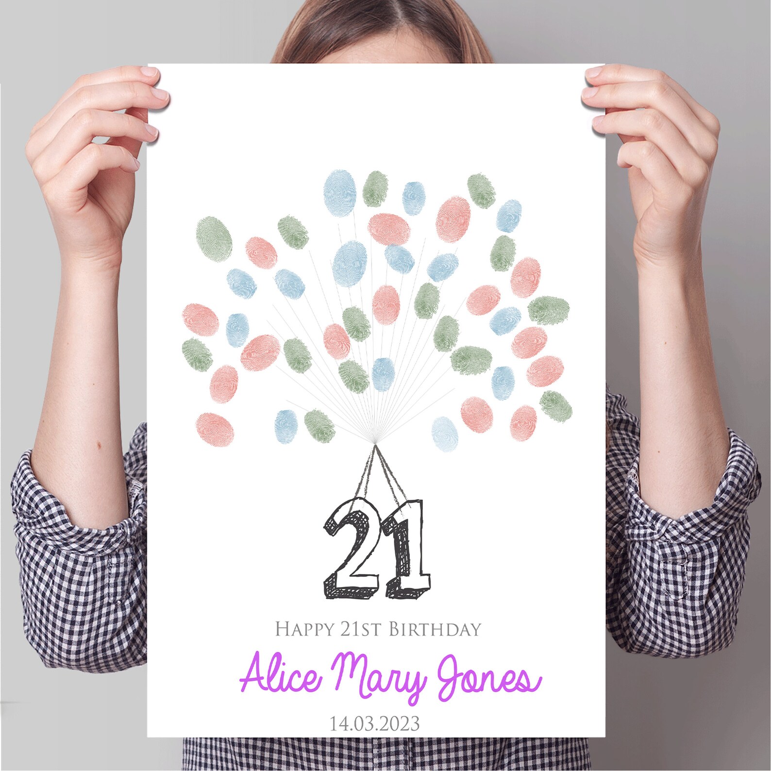 Fingerprint Balloon Tree, Birthday Guest Book, Keepsake (digital ...
