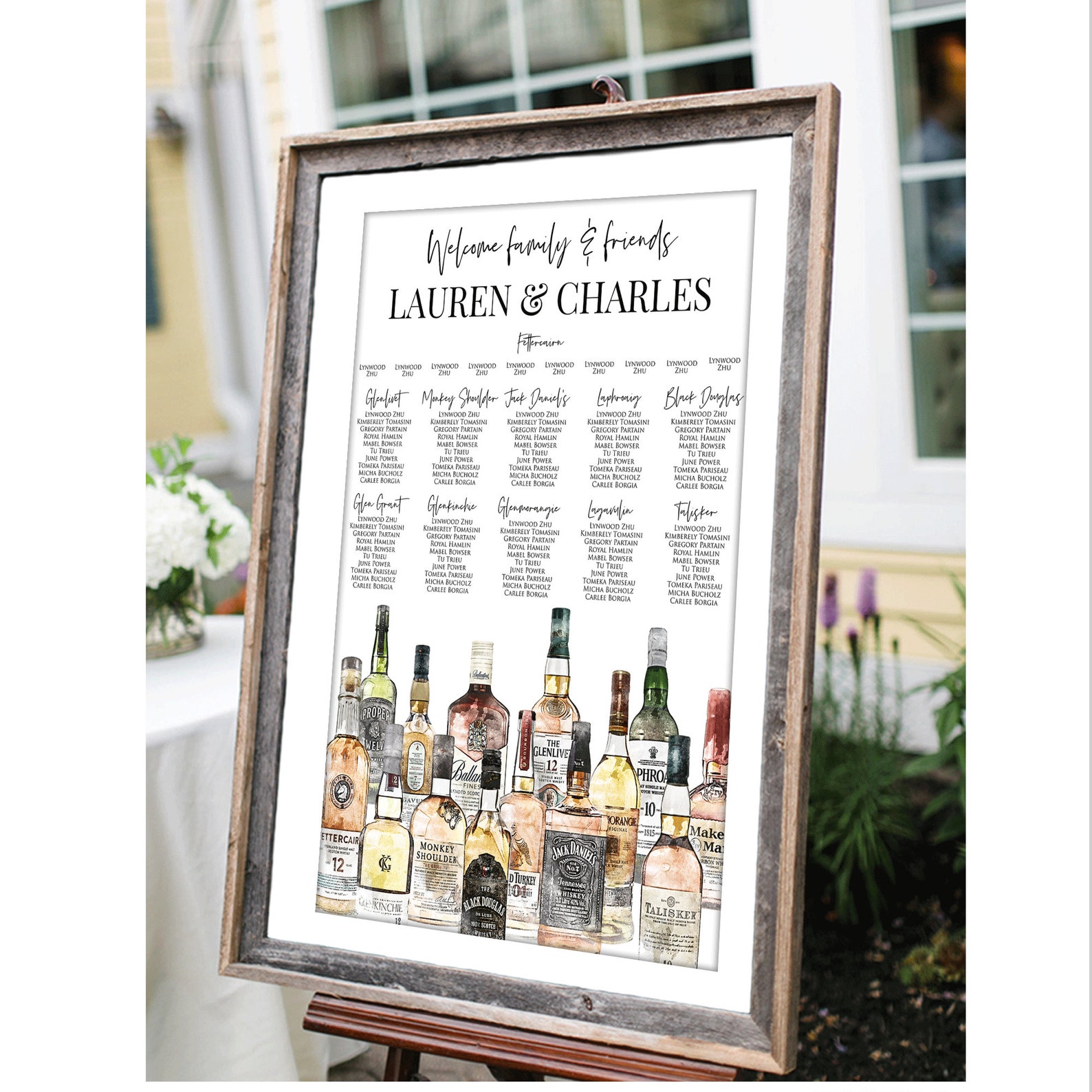 Seating Chart Template Whiskey Bottle Scotch Wedding Table Plan Canva ...