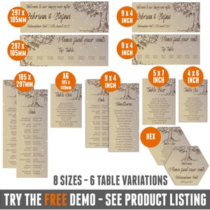 Printable Rustic Wedding Seating Chart Cards | Editable Download ...