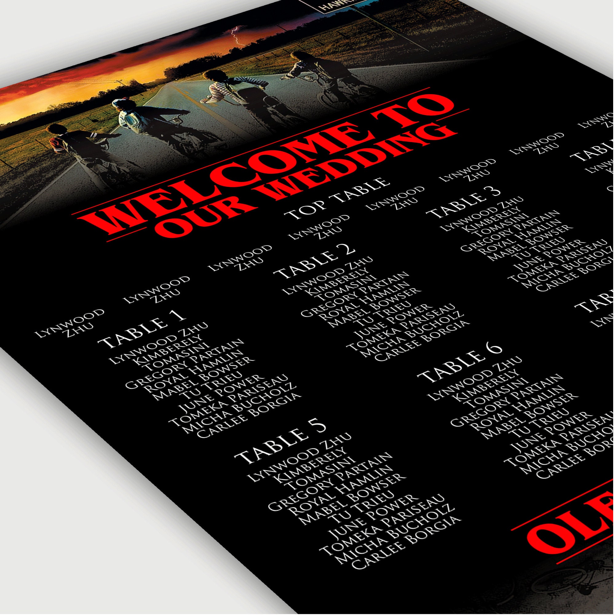 Stranger Things Wedding Seating Plan Table Chart, Sci-fi TV Show ...