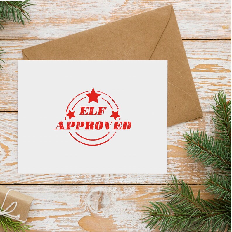 Elf Approved SVG, Merry Christmas Stamp SVG, Elf, Christmas Rubber ...