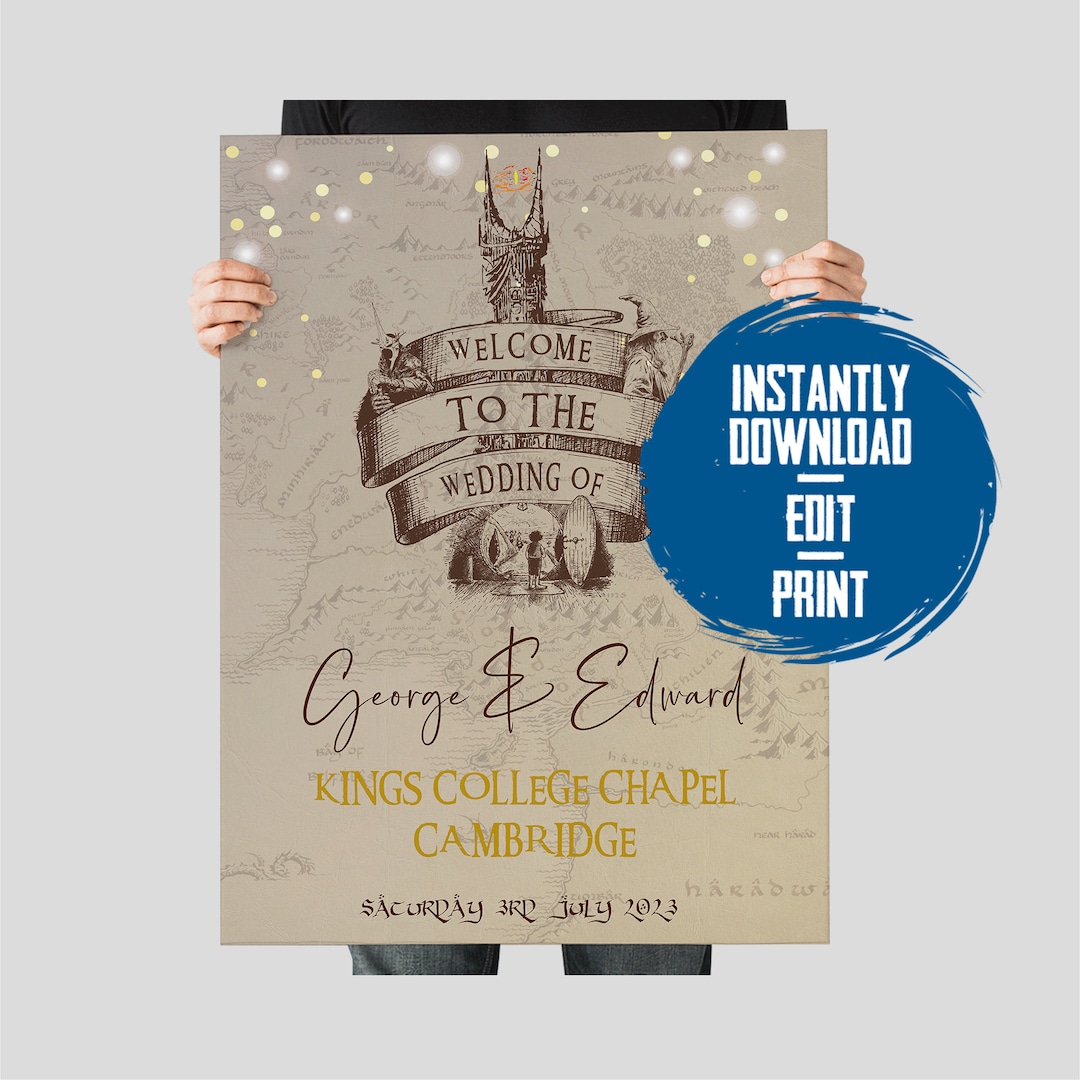 Lord of the Rings Wedding Welcome Sign | Middle Earth Banner (canva ...