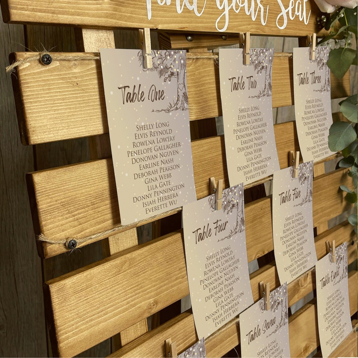 Printable Rustic Wedding Seating Chart Cards Editable - Etsy