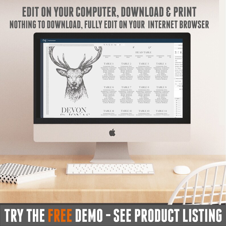 Digital Table Plan Rustic Stag Welcome Sign Table Plan - Etsy
