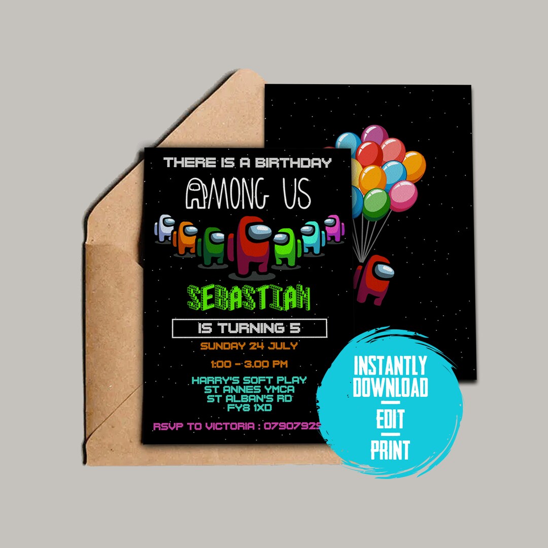 Among Us Birthday Invitation | Imposter Game Evite (digital Download ...