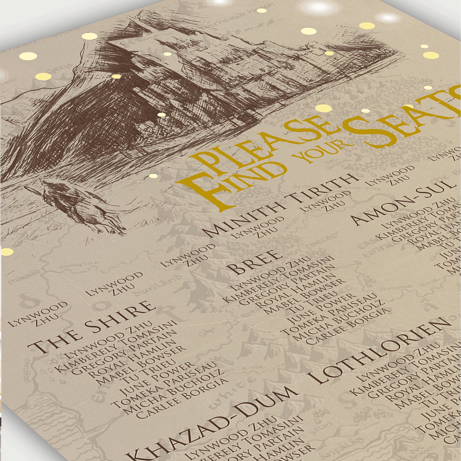 Lord of the Rings Wedding Seating Chart Template (digital Download) - Etsy