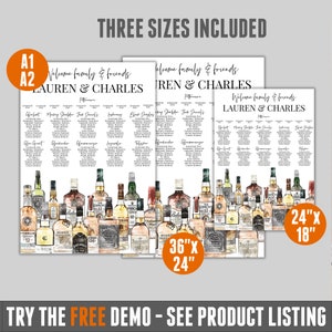 Seating Chart Template Whiskey Bottle | Scotch Wedding Table Plan ...