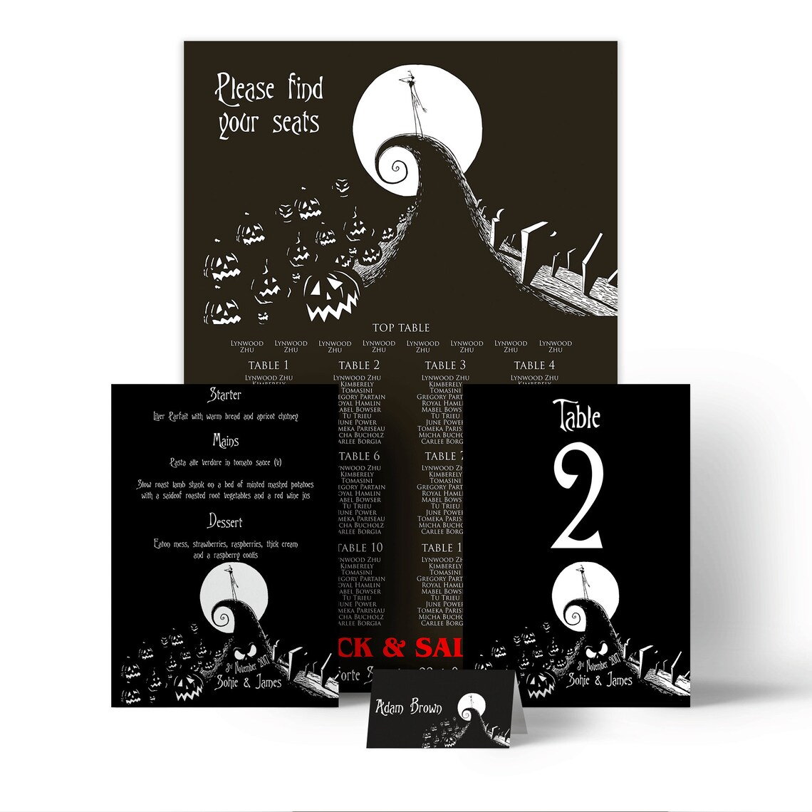 Tim Burton's Nightmare Before Christmas Halloween Wedding Seating Chart ...
