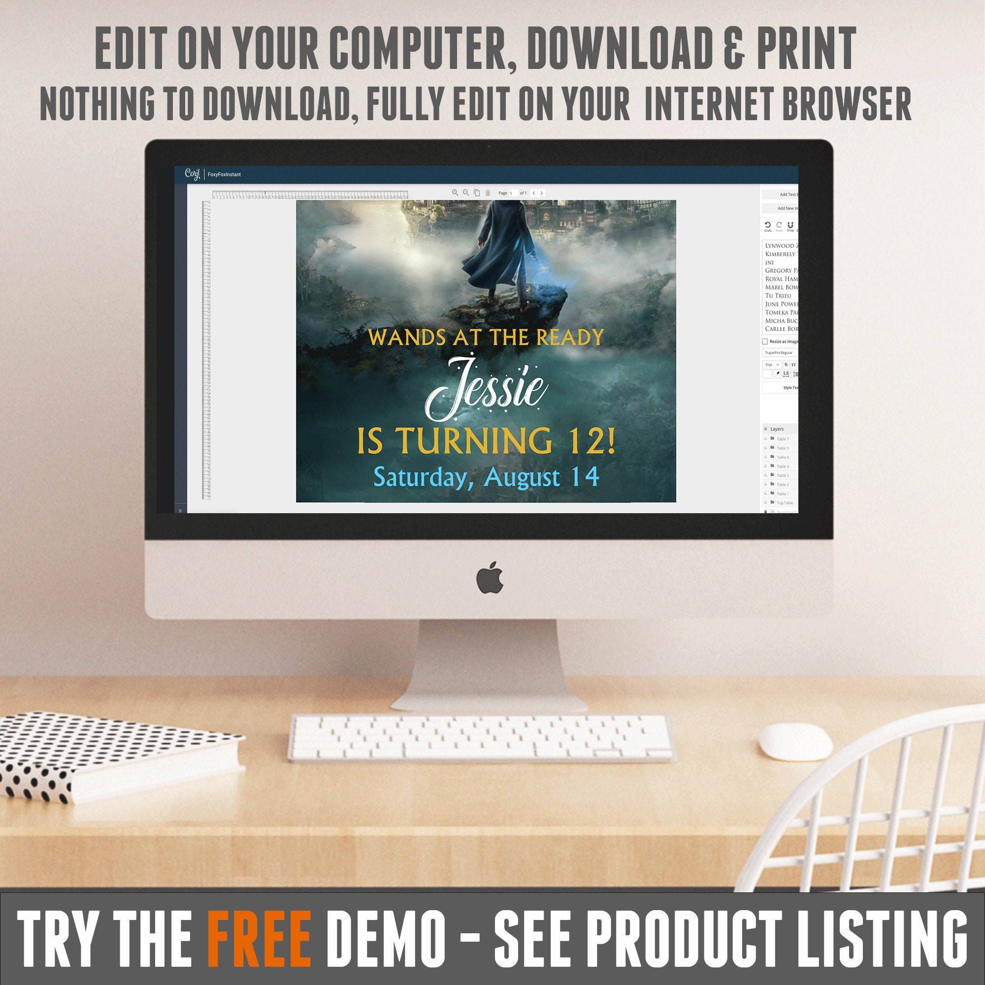 Legacy Gaming Birthday Party Invitation Template Evite Magical Castle ...