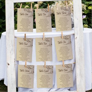 Printable Rustic Wedding Seating Chart Cards | Editable Download ...