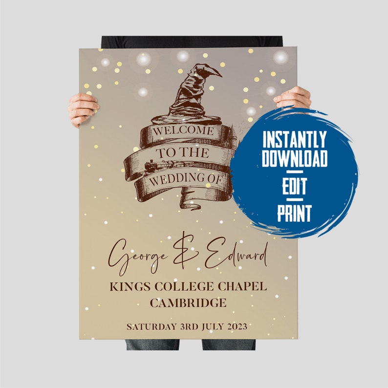Wizard Wedding Welcome Sign Template | Fairylight Castle (digital ...