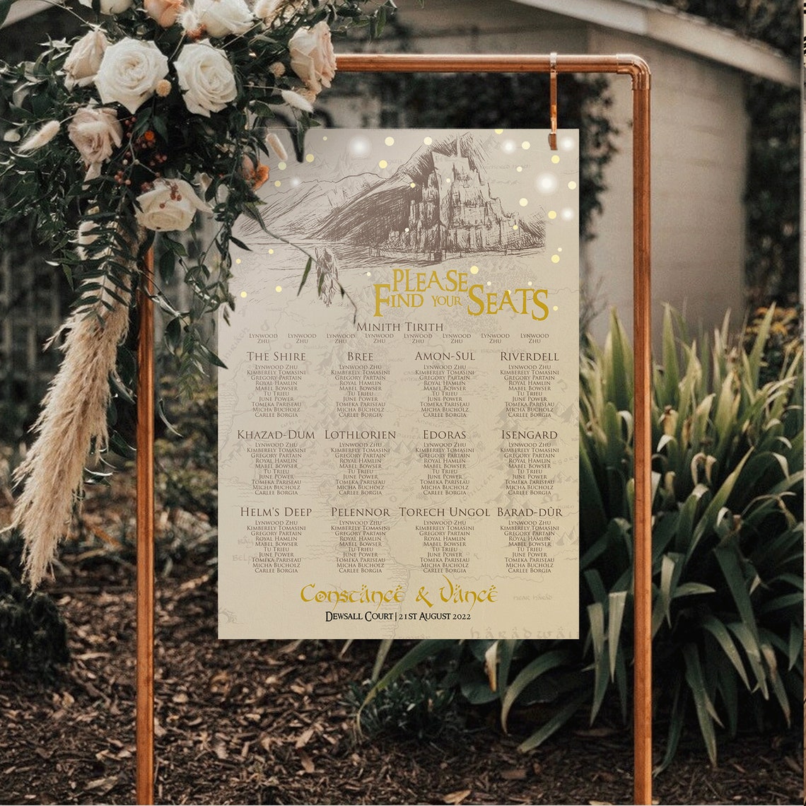 Lord of the Rings Wedding Seating Chart Template (digital Download) - Etsy