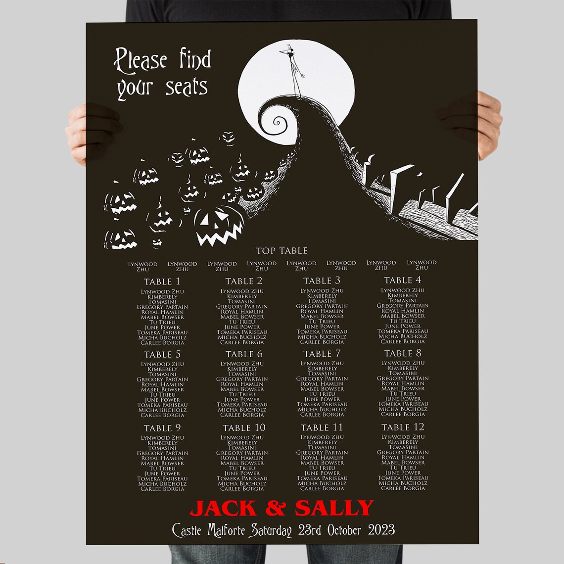 Nightmare Before Christmas Template Wedding Seating Chart Halloween ...