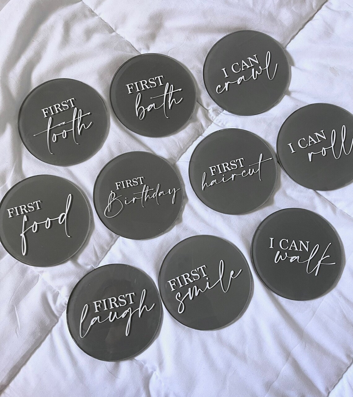 Acrylic Skill Milestone Marker Set - Milestone Discs - Newborn Baby ...