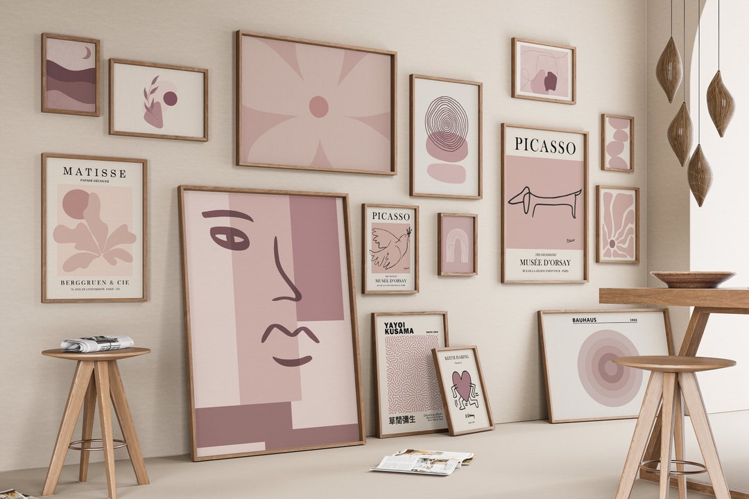 Pink Gallery Wall Set, Pink Wall Art Bundle, Pink Prints, Digital ...