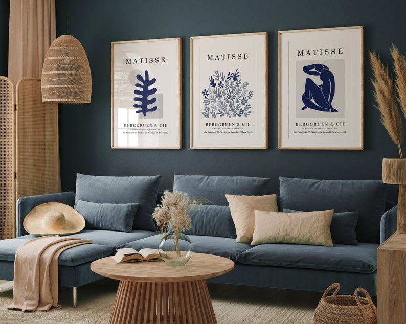 Navy Blue Wall Art Blue Prints Matisse Blue Print Set of 3 - Etsy